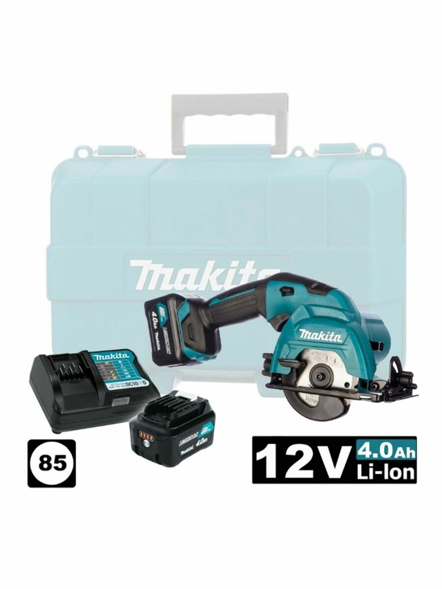 Дисковая пила Makita HS301DWME 85мм 12В CXT (2АКБ 4Ач, З/У, кейс)