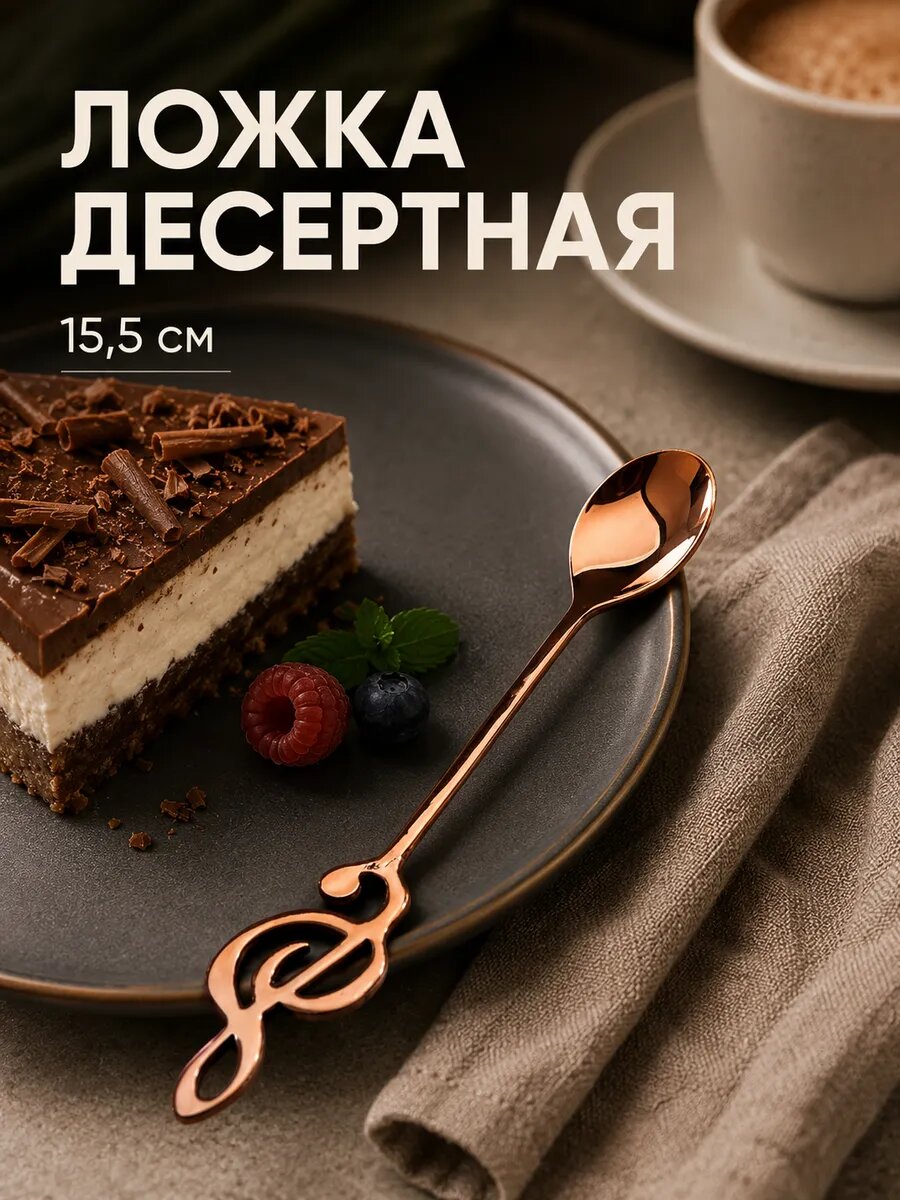 Ложка десертная из нержавеющей стали Magistro «Нота», 15×2,6 см, цвет бронзовый