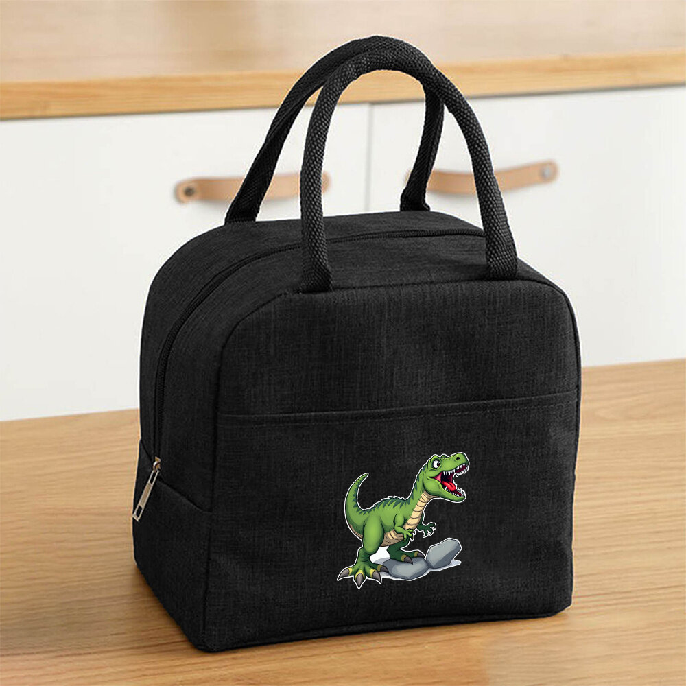 Черная сумка для ланча с рисунком динозавра T-Rex