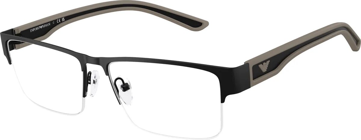 Оправа EMPORIO ARMANI 0EA1182 3001, тип оправы полуободковая, материал оправы металл, пол мужские, форма оправы прямоугольная