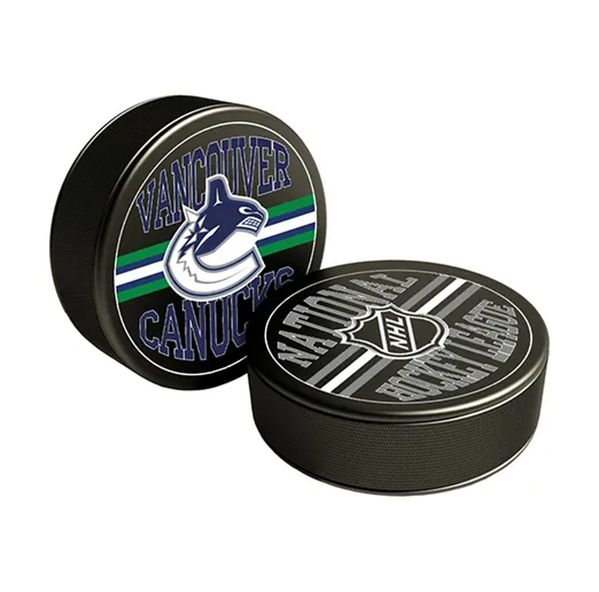 Шайба Rubena НХЛ Vancouver Canucks, 76 мм, резина, черный фон