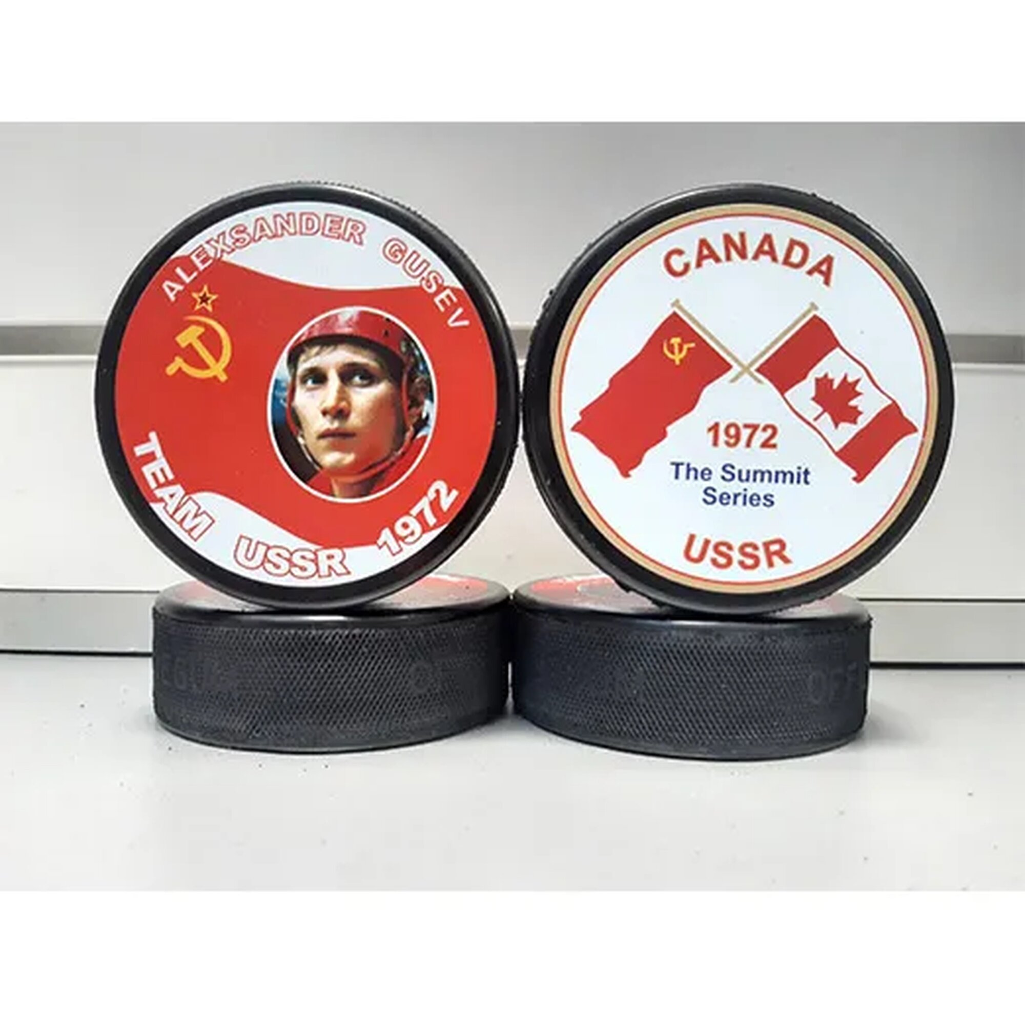 Шайба Rubena Team Canada-USSR 1972 Гусев, 76 мм, резина, цвет черный