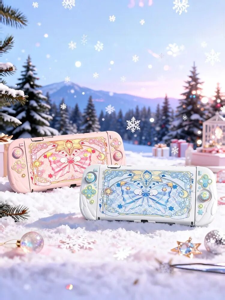 PlayVital Чехол Magic Wings для Nintendo Switch 2, Joy-Con силикон, колпачки для стиков, подставка, белый