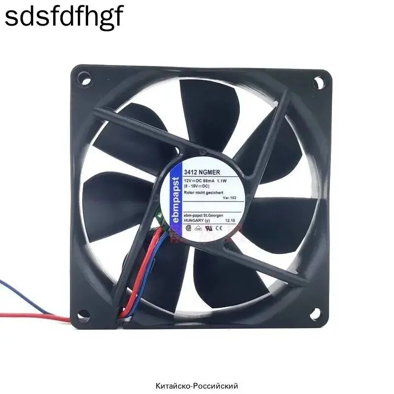 Бесшумный вентилятор охлаждения для преобразователя частоты ebmpapst 9025 9CM 3412NGMER 12V 88mA 1,1 Вт