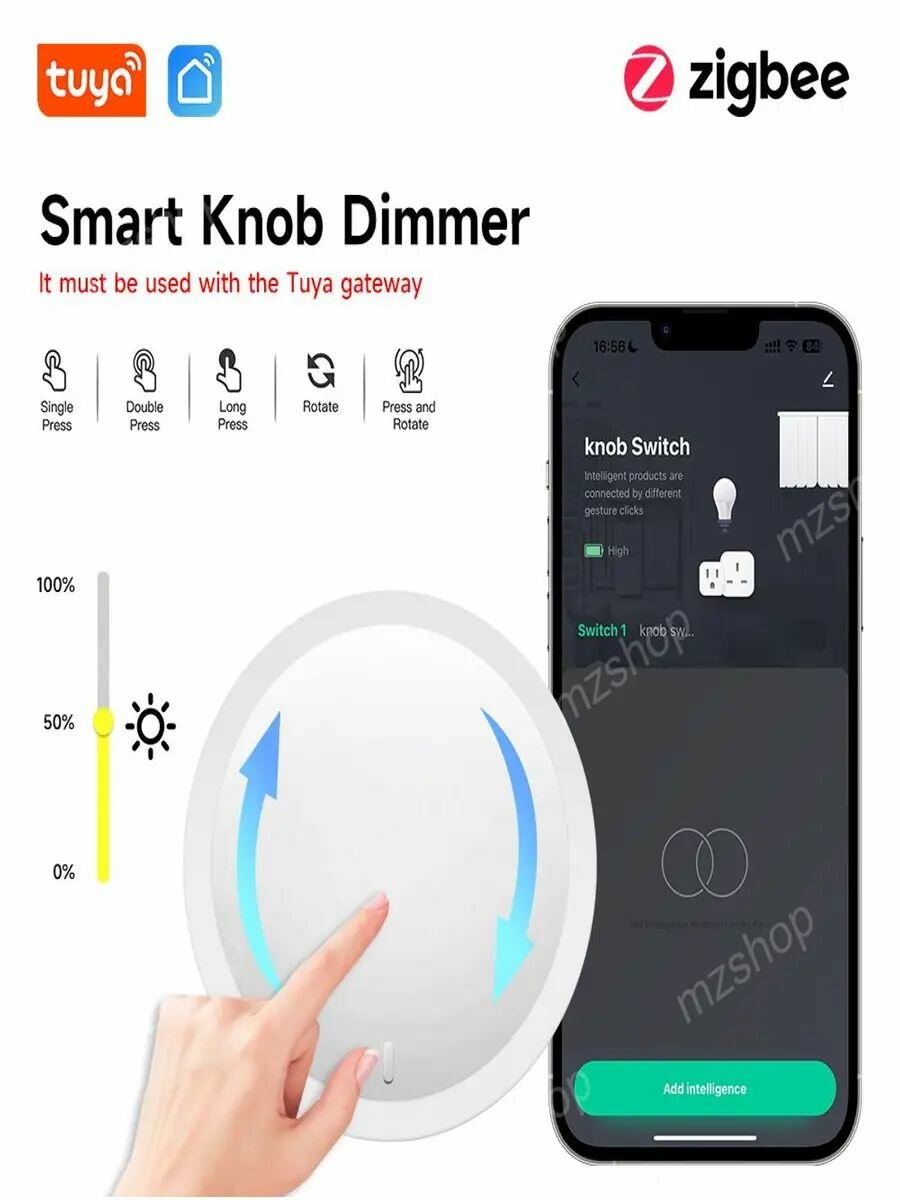 Умный ротационный контроллер Tuya ZigBee, собранный вручную для дистанционного управления домашними приборами, является качественным беспроводным пультом автоматизации сцен