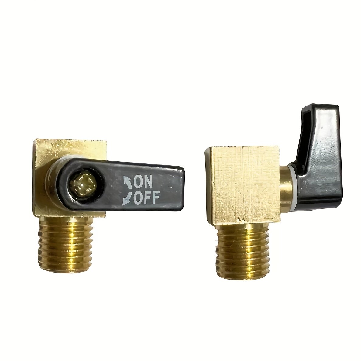 Латунный шаровой кран для слива конденсата компрессора 1/4" NPT, наружная резьба, алюминиевая ручка с поворотом на 1/4 оборота, коррозионностойкий, без уплотнительного кольца, с лентой ФУМ и пластиковым кейсом, 2 шт.