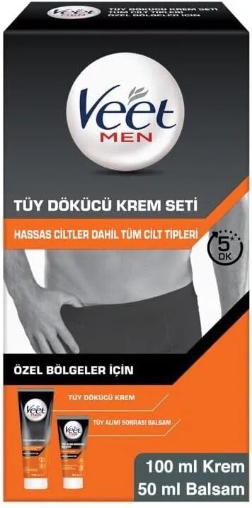 Veet Men Мужской крем для депиляции набор для особых зон 100 мл + 50 мл