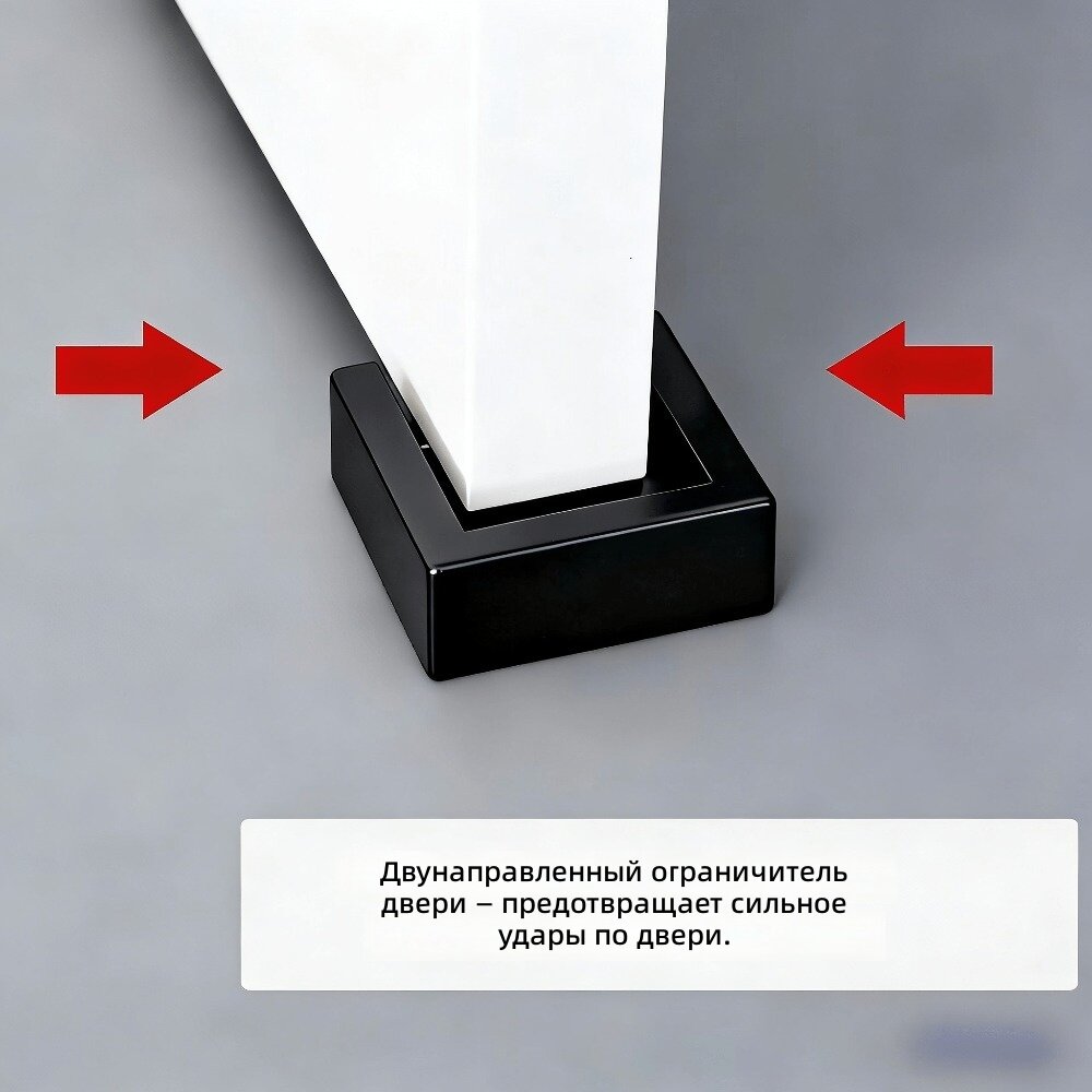 Дверной клин-упор противоскользящий из ТПР, мягкий, не царапает, тонкий профиль, бесшумный, двусторонний, для дома и офиса, черный