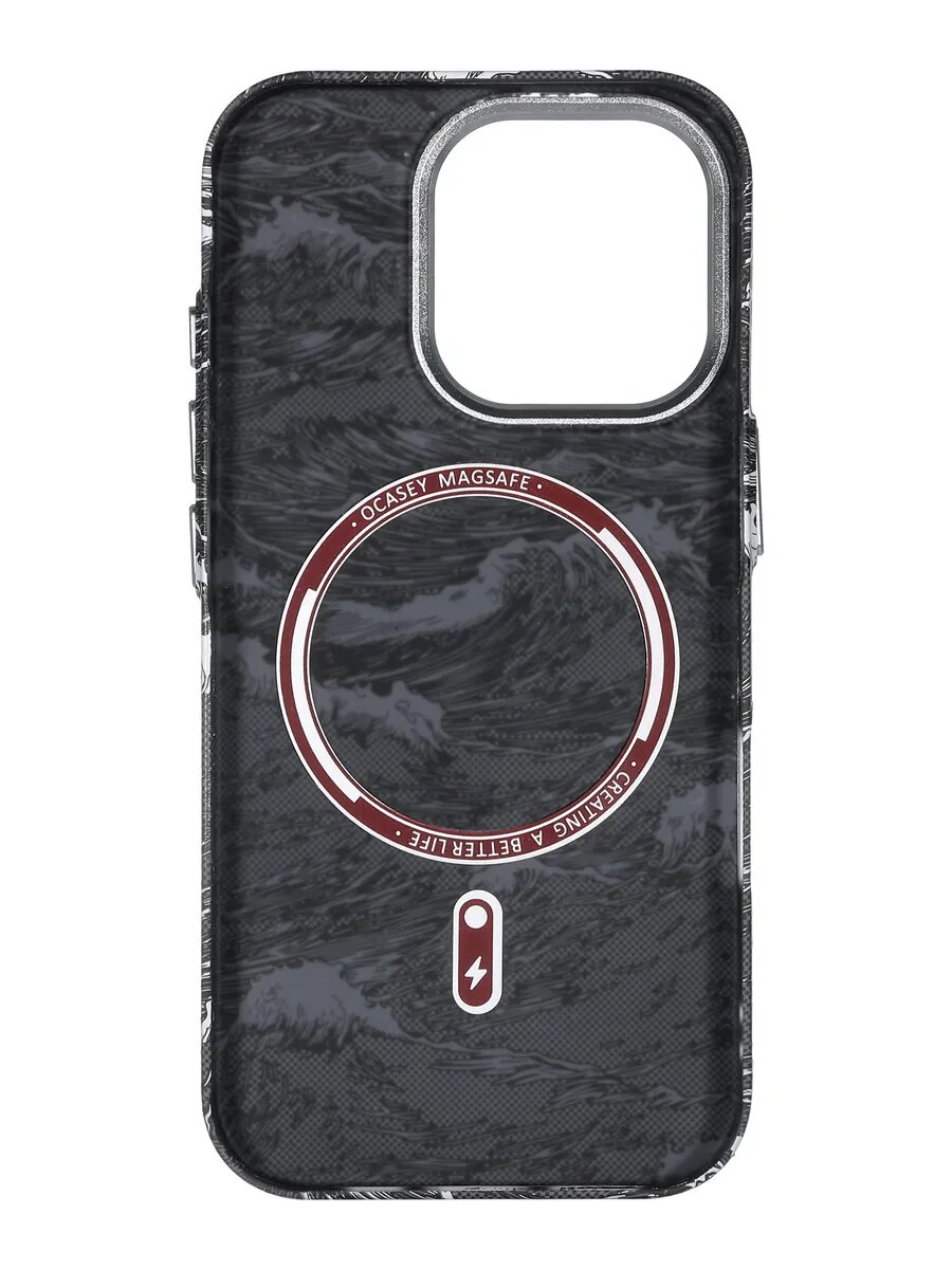Чехол О'кейси, для iPhone 16 Pro, MagSafe, карбоновый, чёрный — фото 1