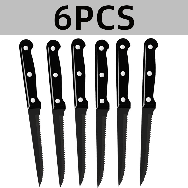 Набор ножей для стейка из нержавеющей стали 6/8 шт black 6pcs