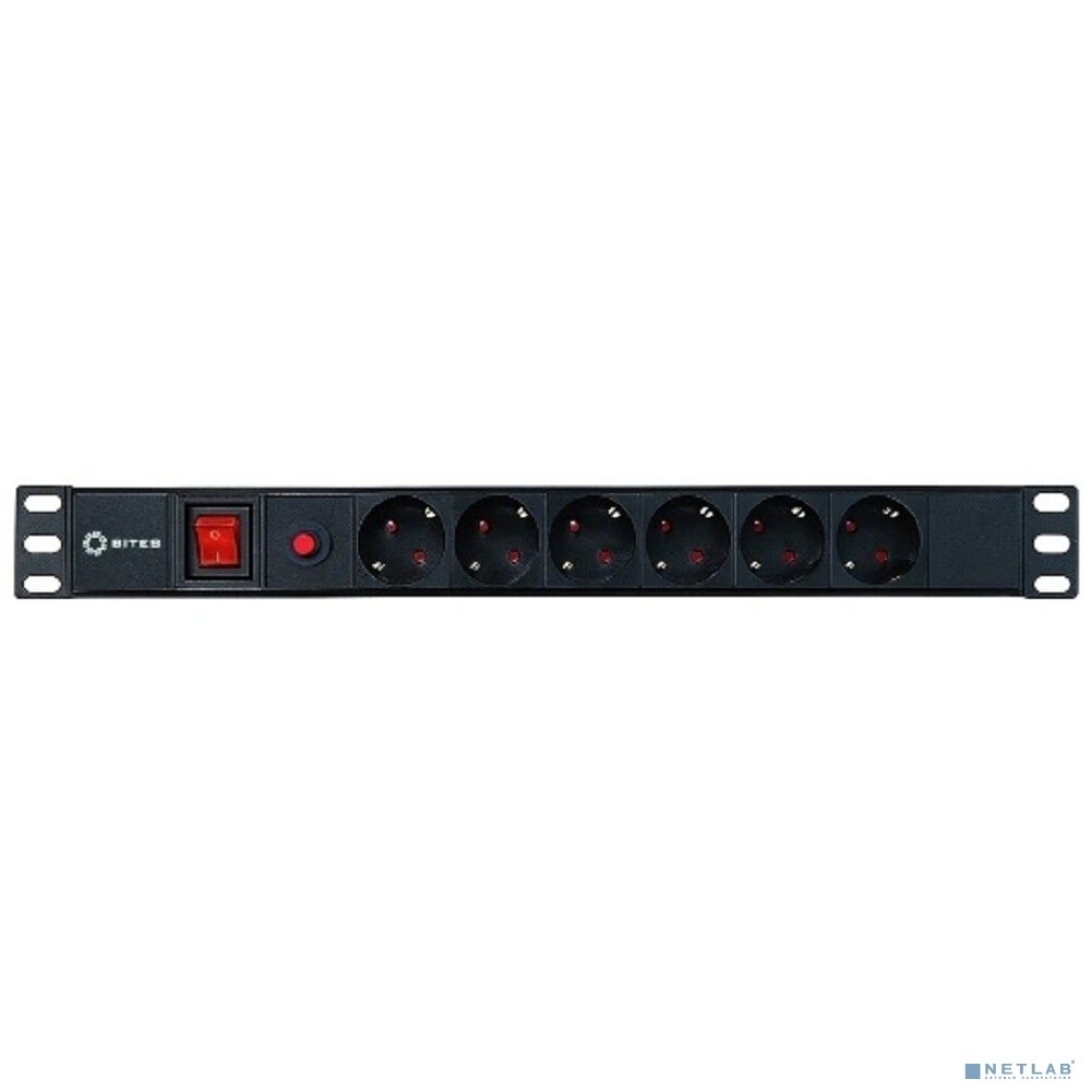 5bites Блок розеток PDU-10 6S / 10A / PVC / SWITCH / 1U / 19"