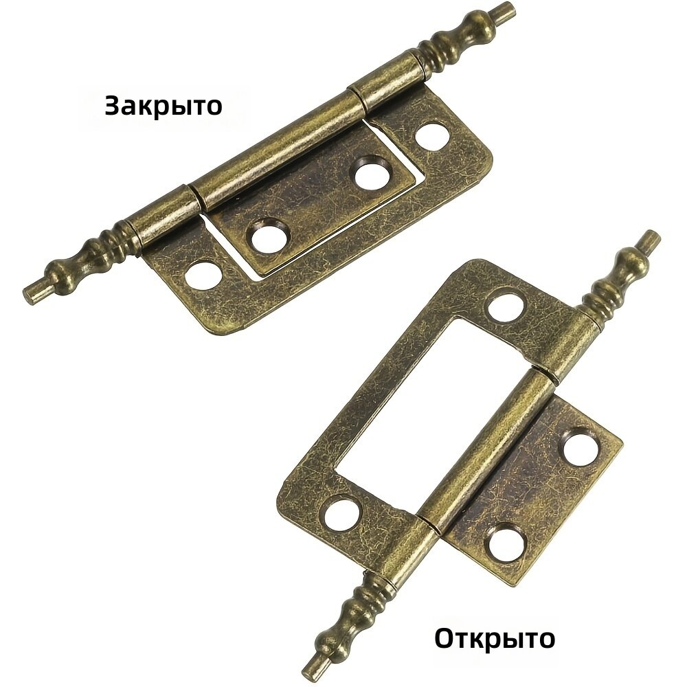 Мебельные петли-невидимки 2 шт, античная бронзовая патина, 8,7 x 1,9 см, для шкафов, ящиков, дверей, окон, мебели, глухие, устойчивые к ржавчине, легкий монтаж