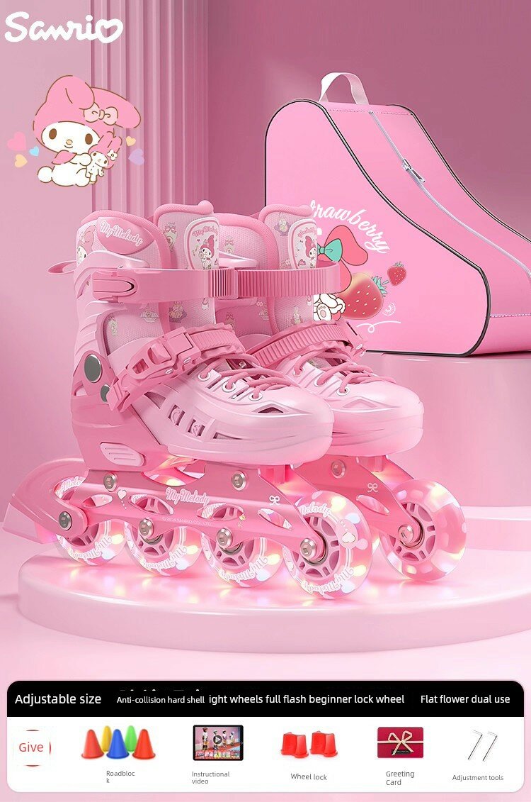 Детские роликовые коньки Melody Ballet с сумкой для хранения, регулируемый размер Medium (27-32), без инструментов