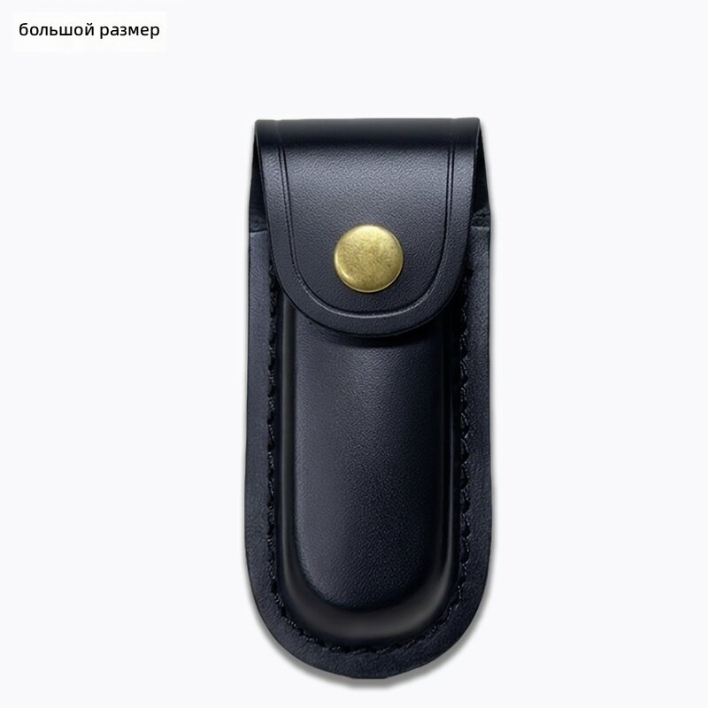 Чехол для EDC инструментов из натуральной кожи, ручной работы, с поясной петлей для складного ножа и мультитула, черный (большой)