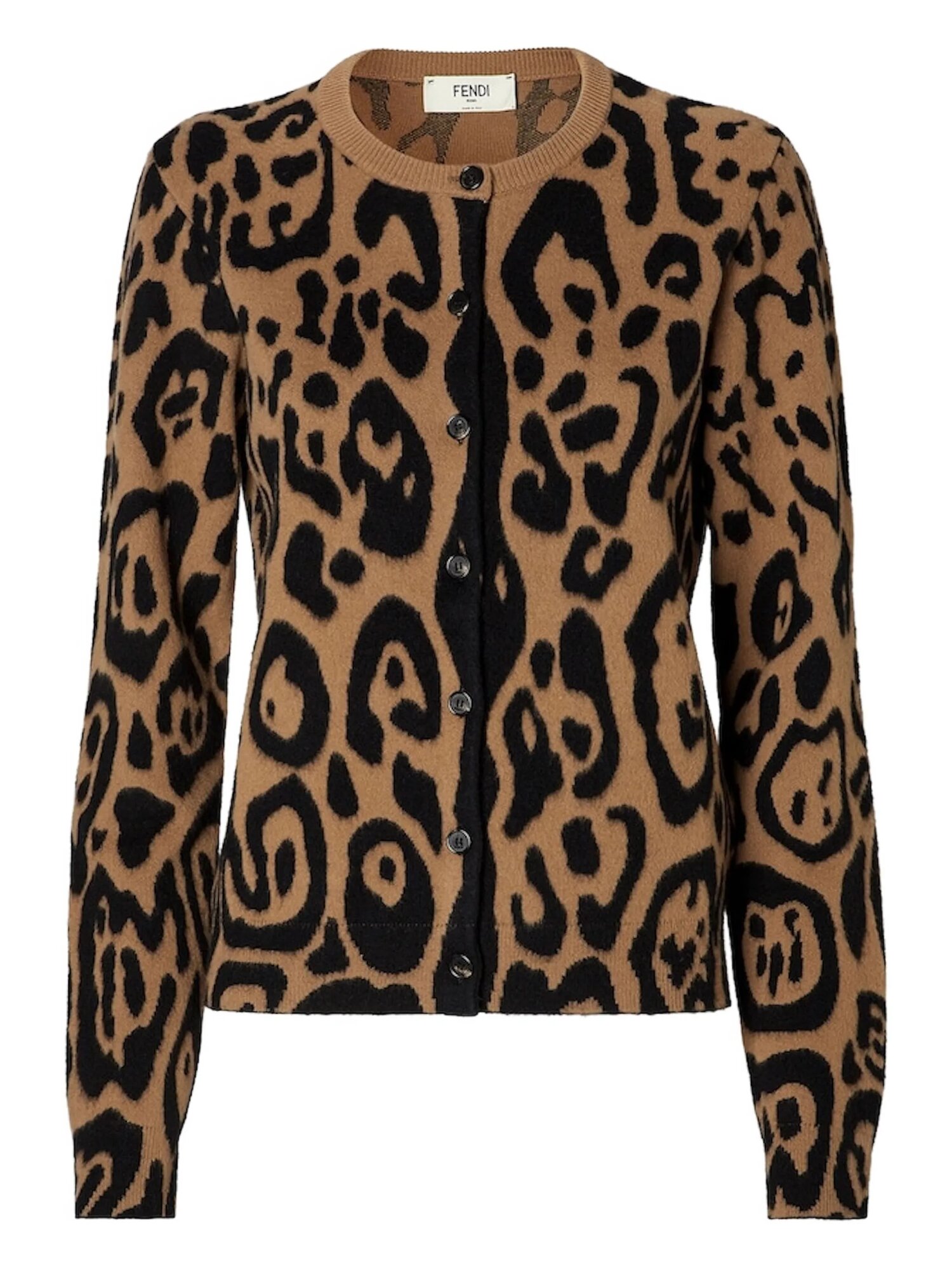 Кардиган FENDI Beige and black Fendi Leo wool and cashmere cardigan