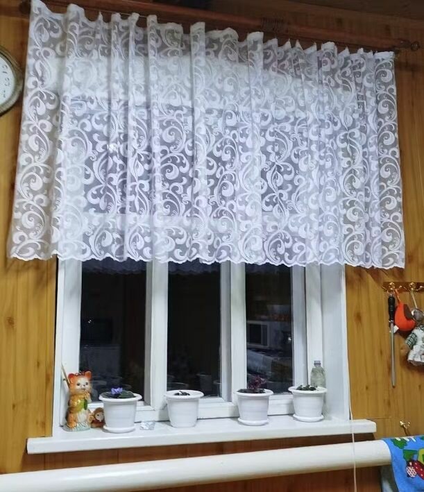 Тюль сетка, короткий на шторной ленте, 80х300 см Милена