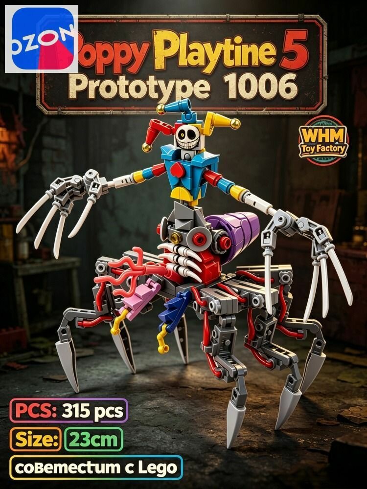 Конструктор Poppy Playtime Prototype 1006, 315 деталей, 23 см, совместим с Лего, набор для творчества