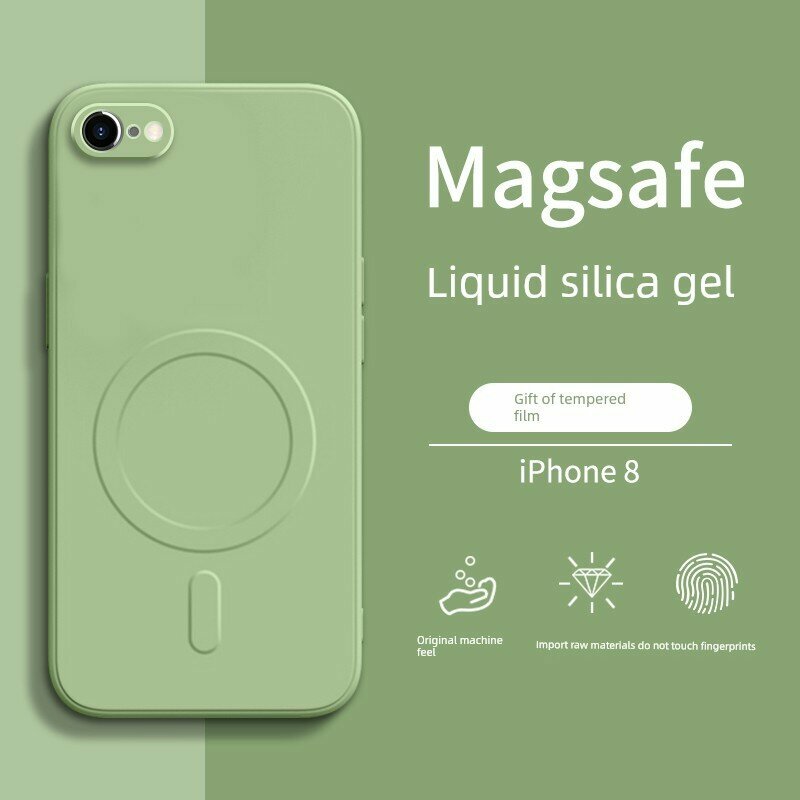 Премиум чехол для iPhone 8 Plus с Magsafe магнитным креплением, шампань-зеленый - полная защита от ударов