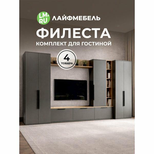 Модульная гостиная Лайфмебель Филеста графит / дуб вотан комплектация 2