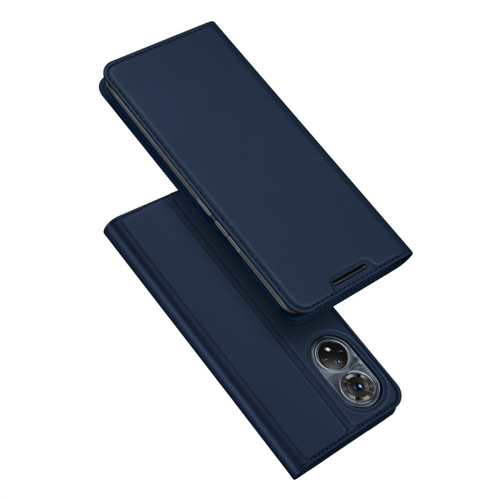 Чехол-книжка MyPads для Huawei Honor 50 и Huawei Nova 9 из водоотталкивающей кожи с металлической основой синий