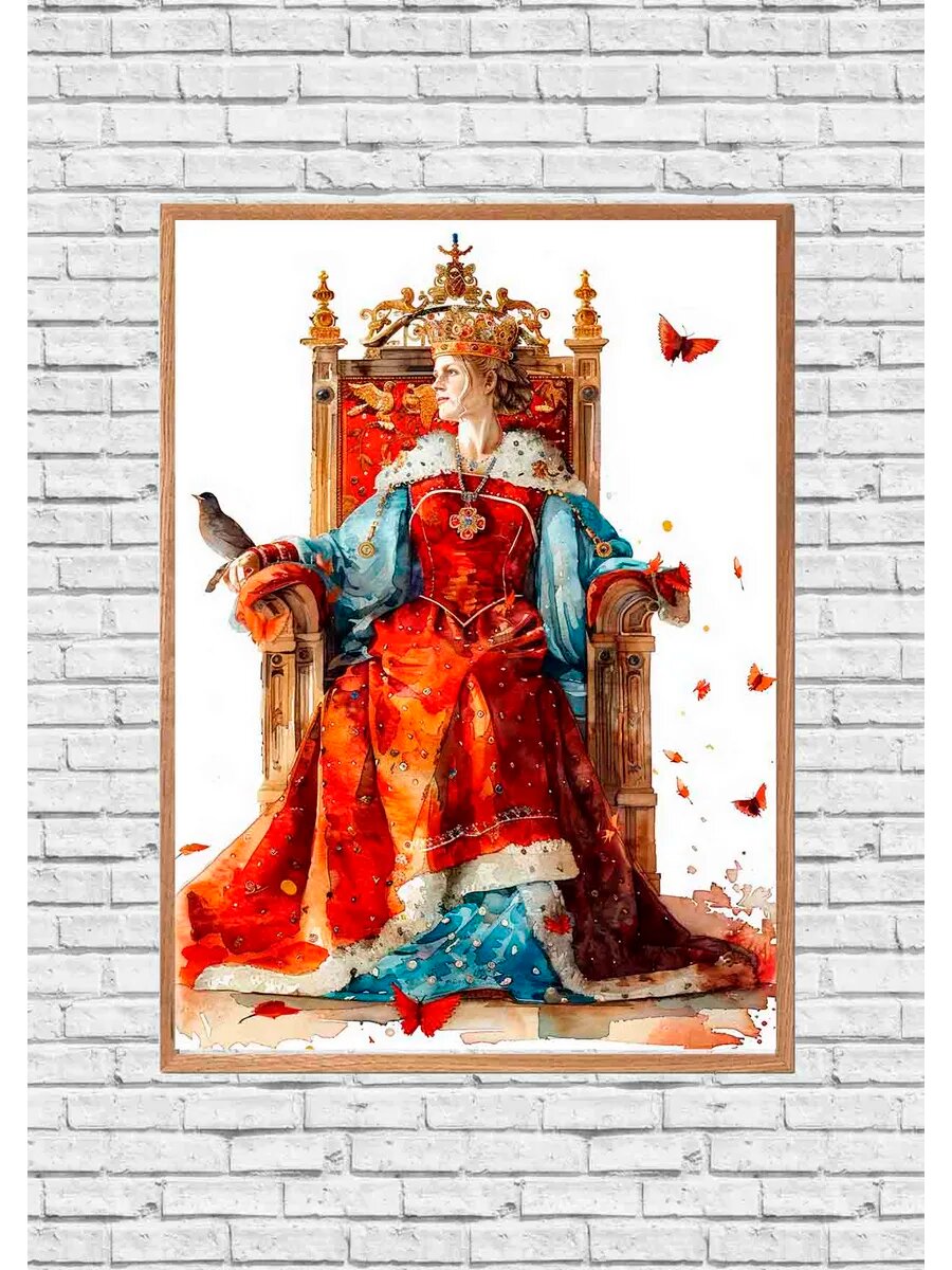 Птица Робин Королева Англии 2, Плакат 30x42см