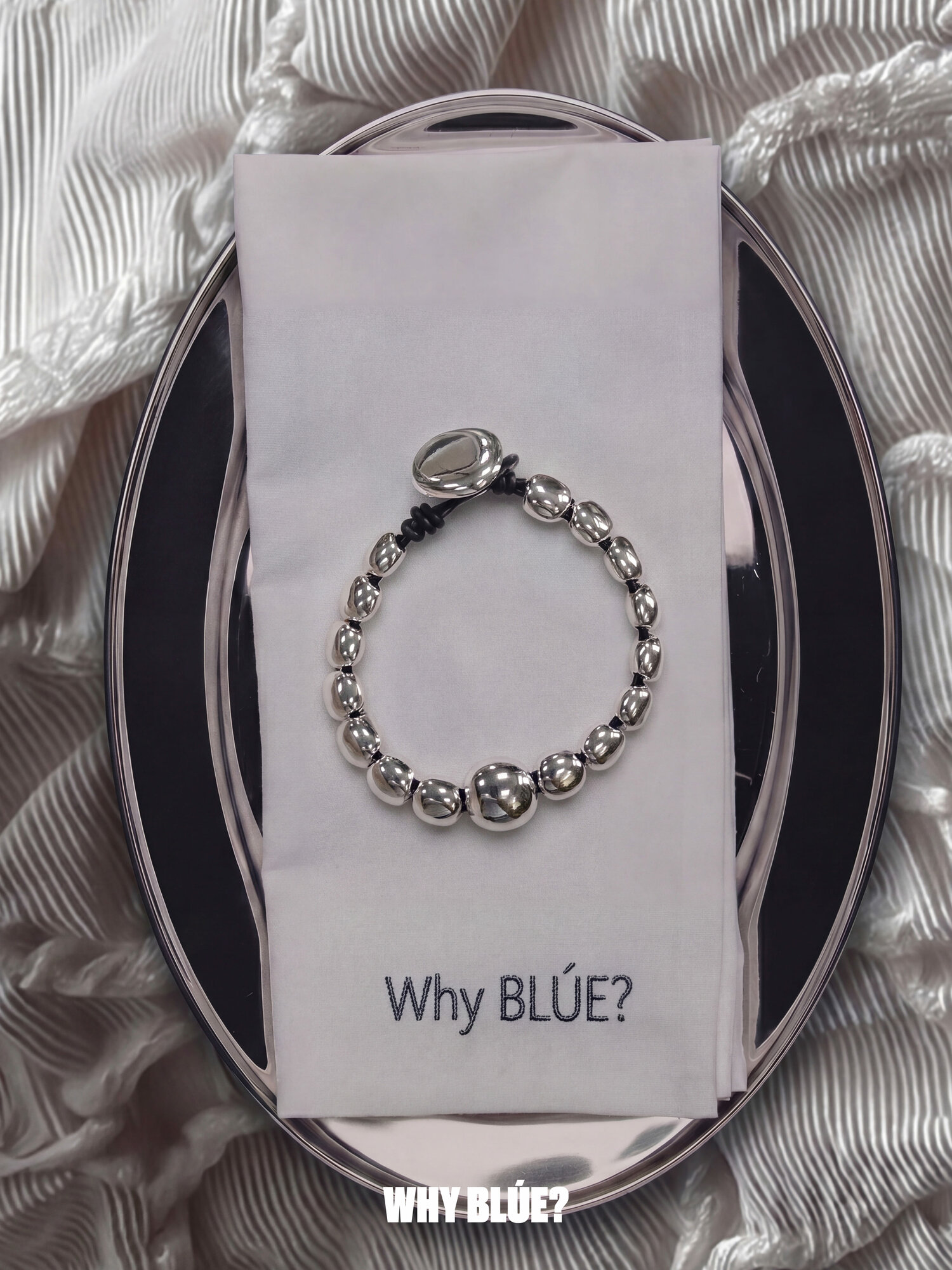 Браслет-нить Why BLUE?, 1 шт., размер 19 см, серебристый — фото 1