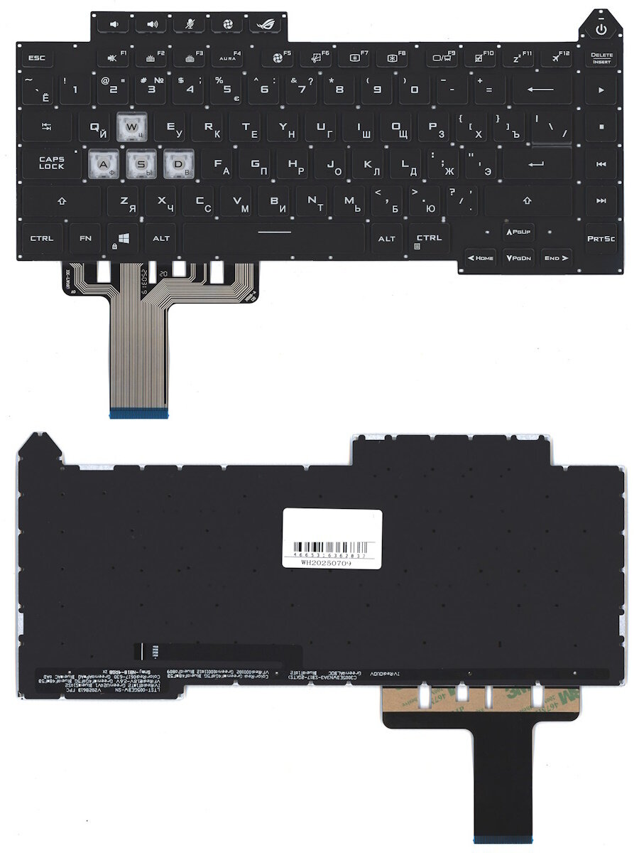 Клавиатура для ноутбука Asus ROG 5R G513, G513Q, G513QY, G513QM, G533, чёрная, без рамки, с RGB 4-ZO