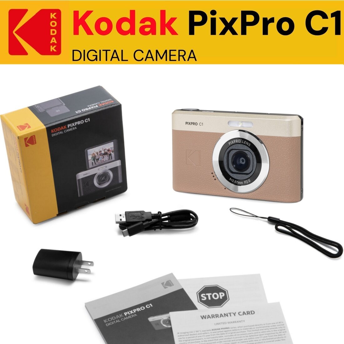 Цифровая камера Kodak PixPro C1 с поворотным экраном, 13 МП, Full HD, для путешествий и селфи