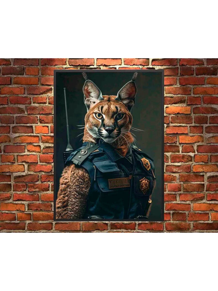 Каракал-животное-полицейский 2, Плакат 30x42см