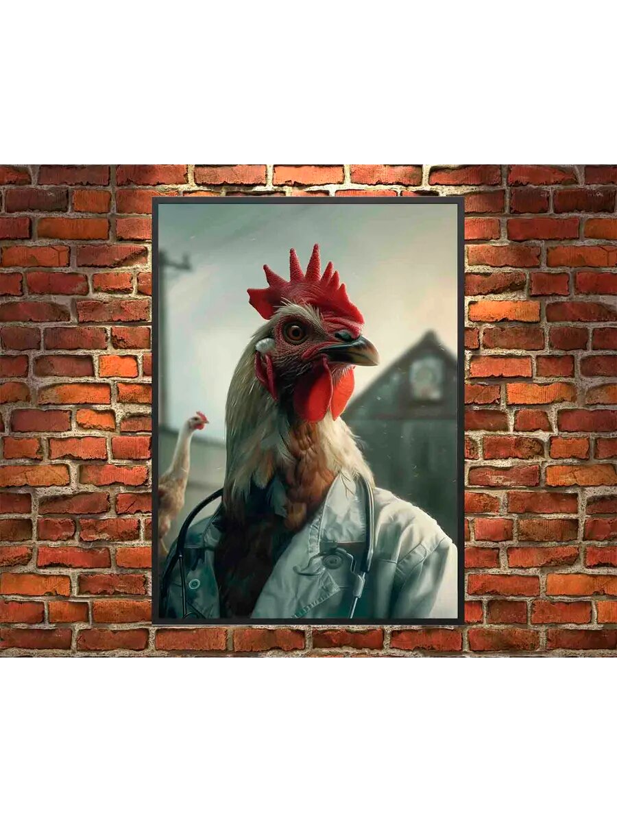 Ветеринарный врач с куриной фермы 3, Плакат 30x42см