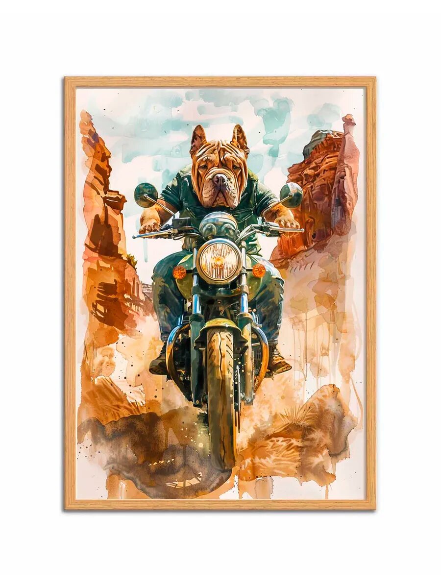 Китайский Шарпей-пес-байкер 5, Плакат 30x42см