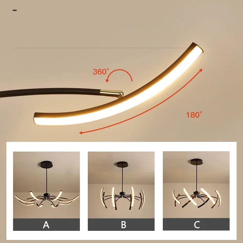 Золотая LED люстра HOMEBLESS 80W, 10 головок, пульт