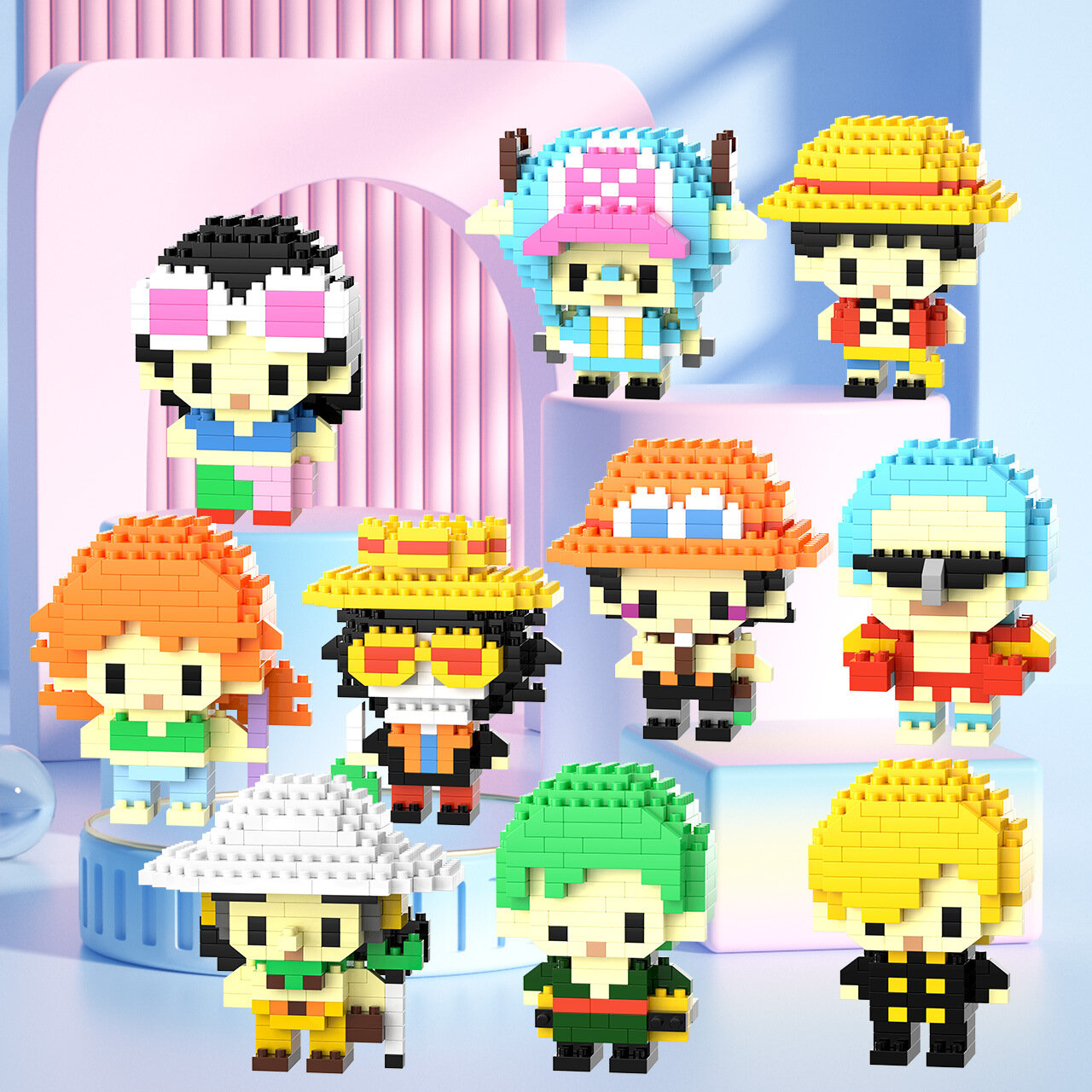 Набор строительных блоков ONE PIECE Micro Pieces: 10 коробок для детей, обучающая игрушка-подарок для мальчиков