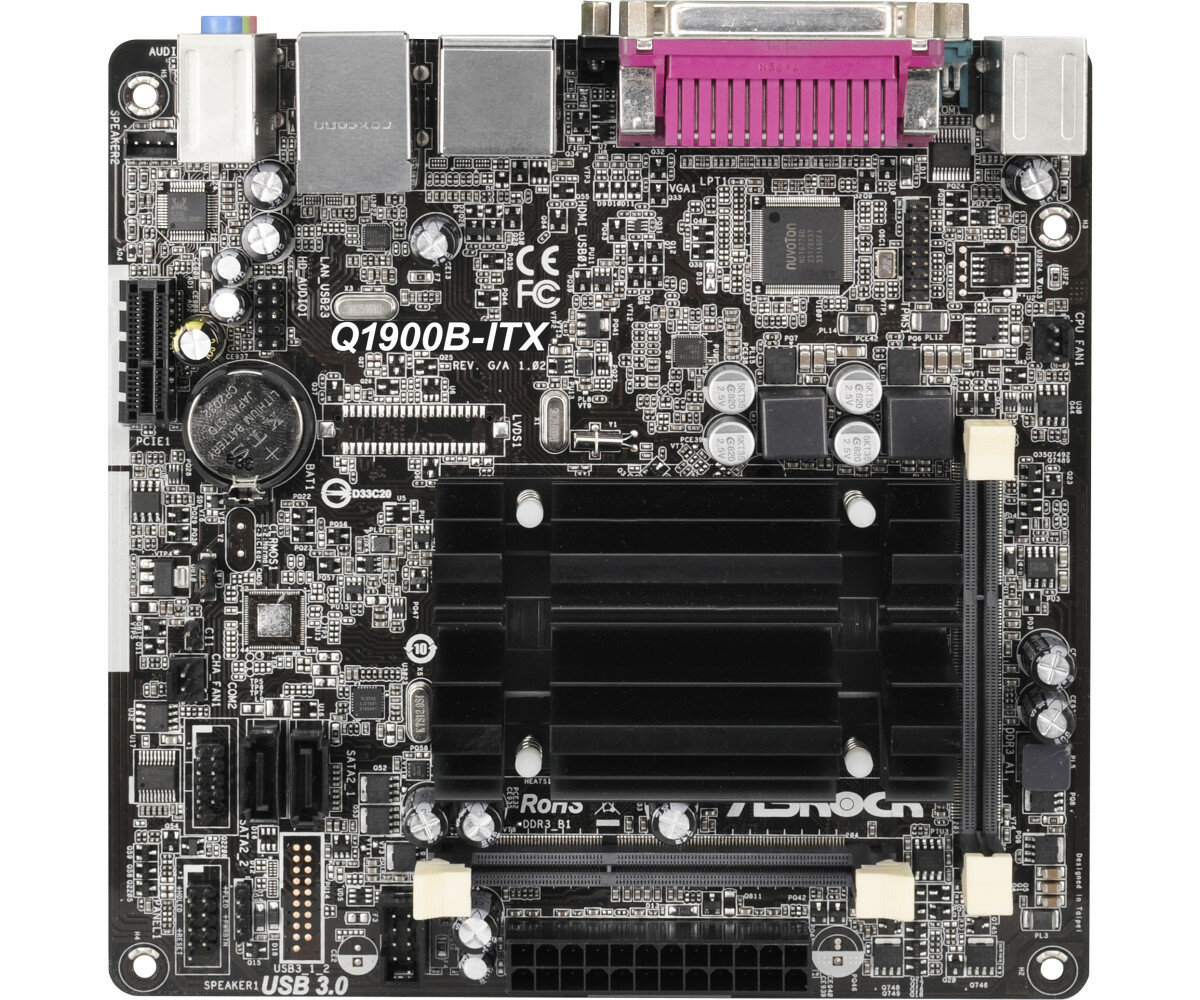 Материнская плата Asrock Q1900B-ITX 2xDDR3 mini-ITX AC`97 6ch(5.1) GbLAN+VGA+HDMI