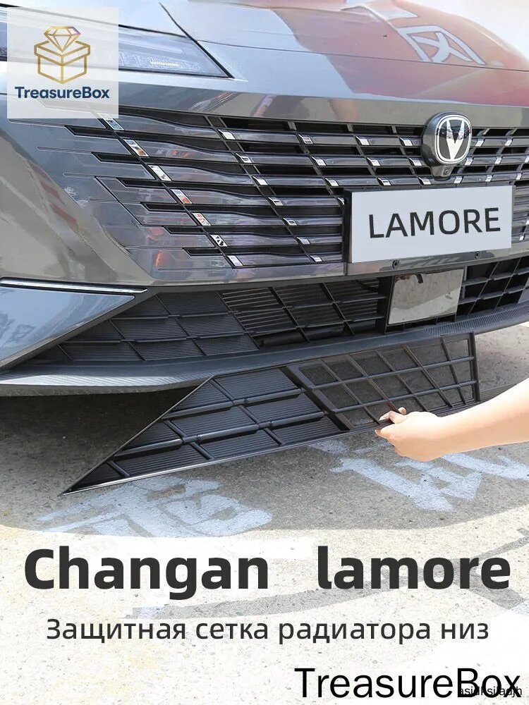 Защита радиатора Changan Lamore, 2 шт, ABS пластик, черный матовый