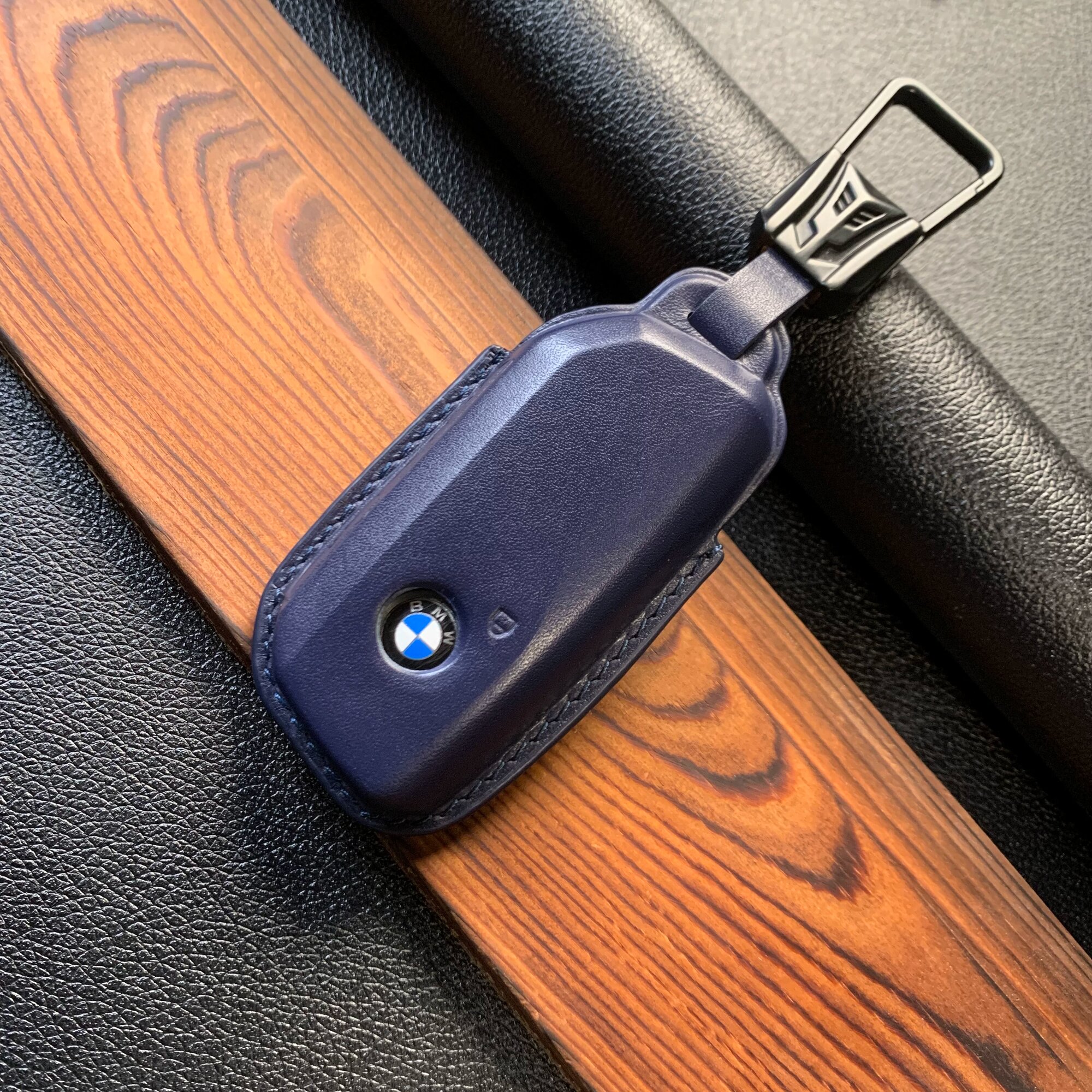 Чехол для ключа BMW для серий 3/5/6: стиль C с боковыми кнопками, бирюзовый кожаный чехол с квадратным замком