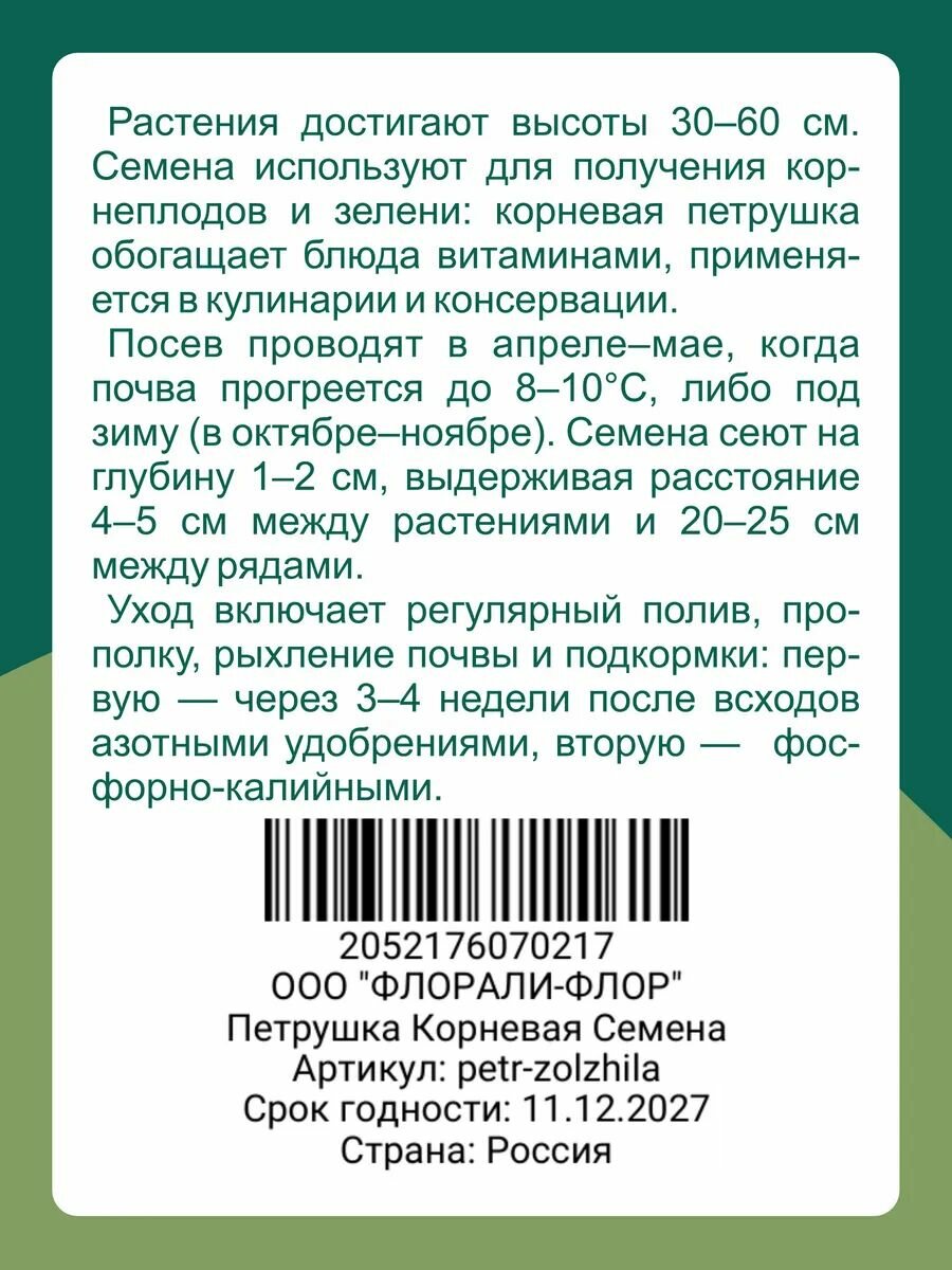Петрушка Корневая Семена — фото 1