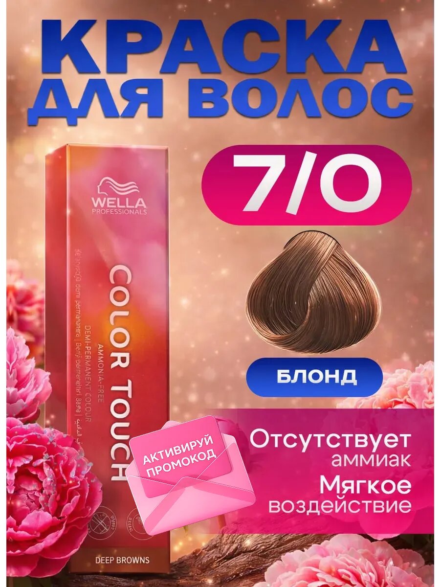 Краска для волос профессиональная без аммиака колор тач 7/0