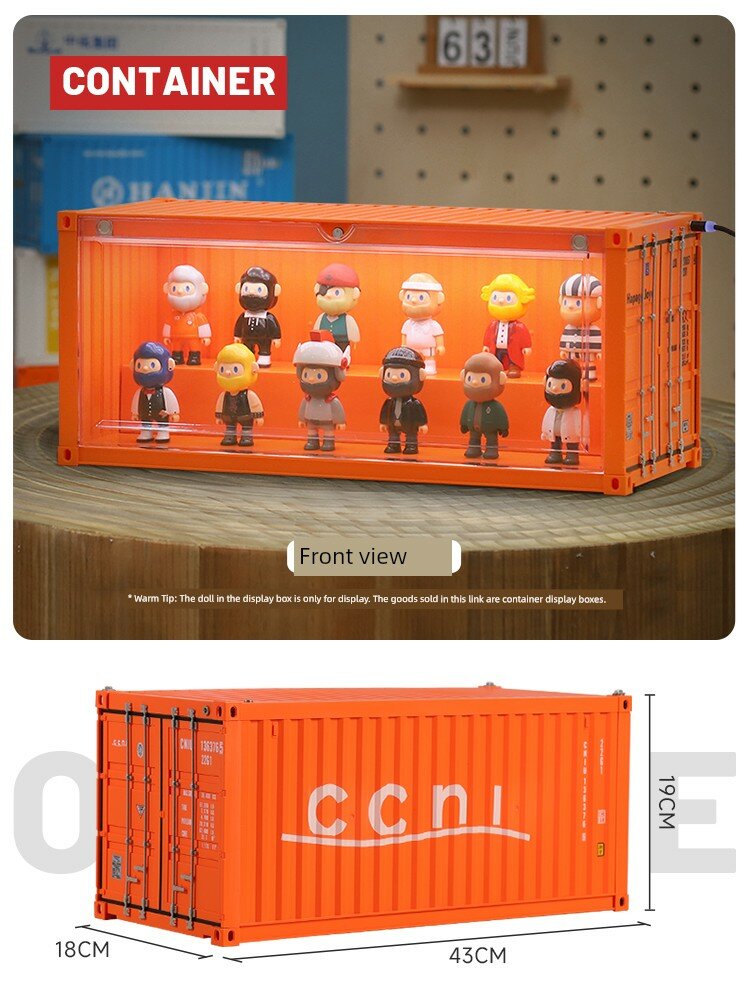 Pop Mart контейнерный стиль светодиодный дисплей, 43x18x19см, оранжевый