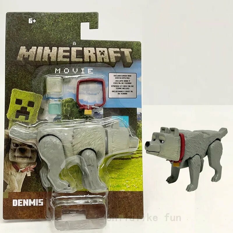 Minecraft Mc Movies 2025 Happy Meal Toys Steve Dennis Creeper Piglin Аниме Фигурка -волк блоки и оружие подвижные для мальчика