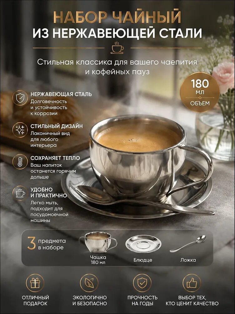 Чайная, кофейная пара 180 мл на 1 перс.