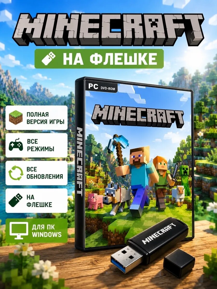 Игра Minecraft на USB флешке для PC (все обновления и части)
