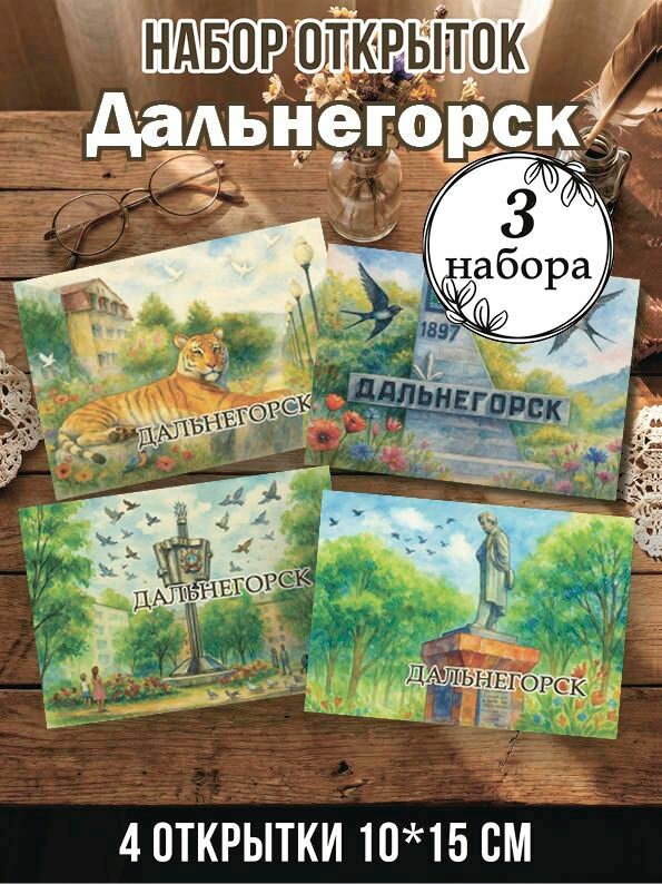 Открытки Дальнегорск 3 набора, 12 шт 10х15 см