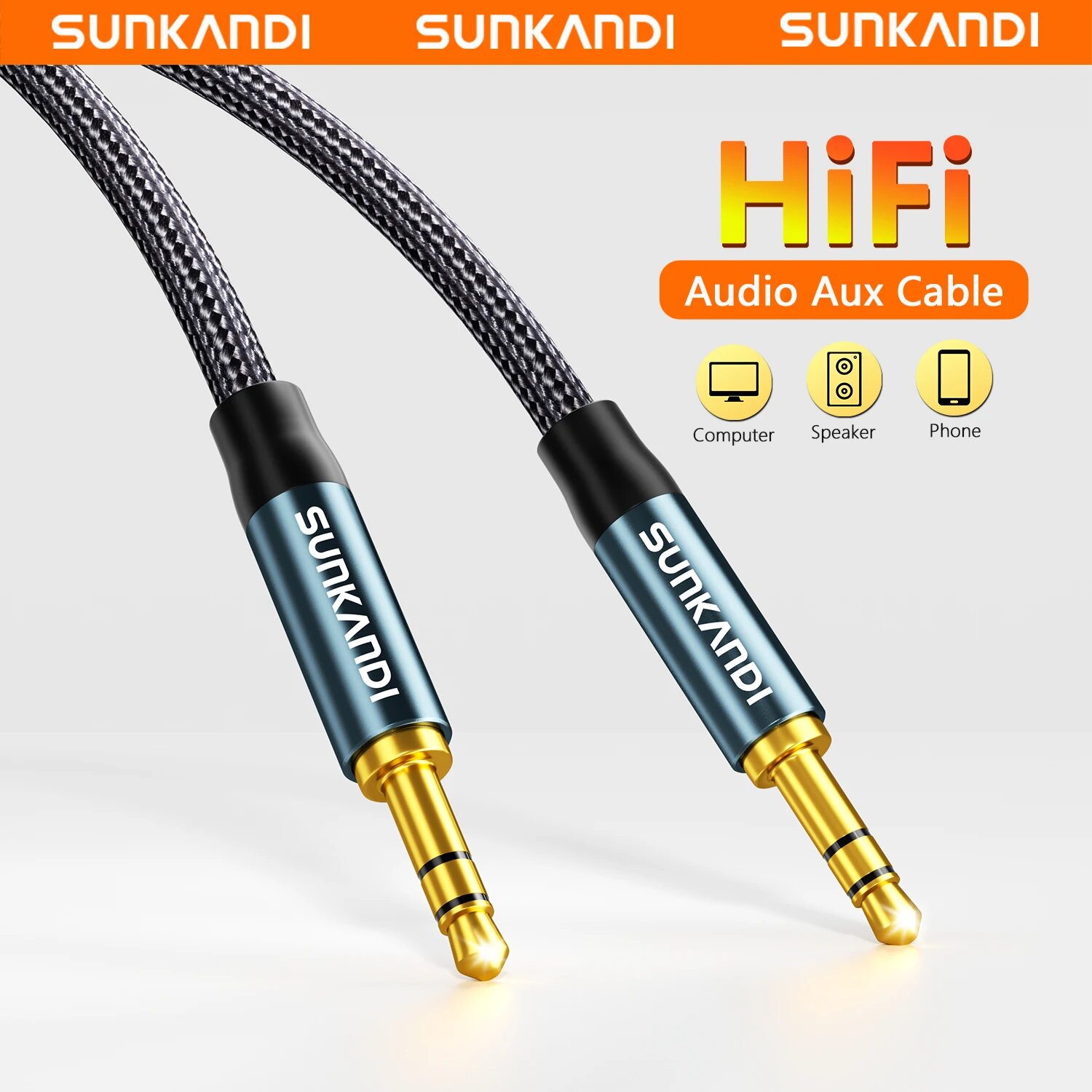 SUNKANDI аудиокабель AUX 3,5 мм 2m black