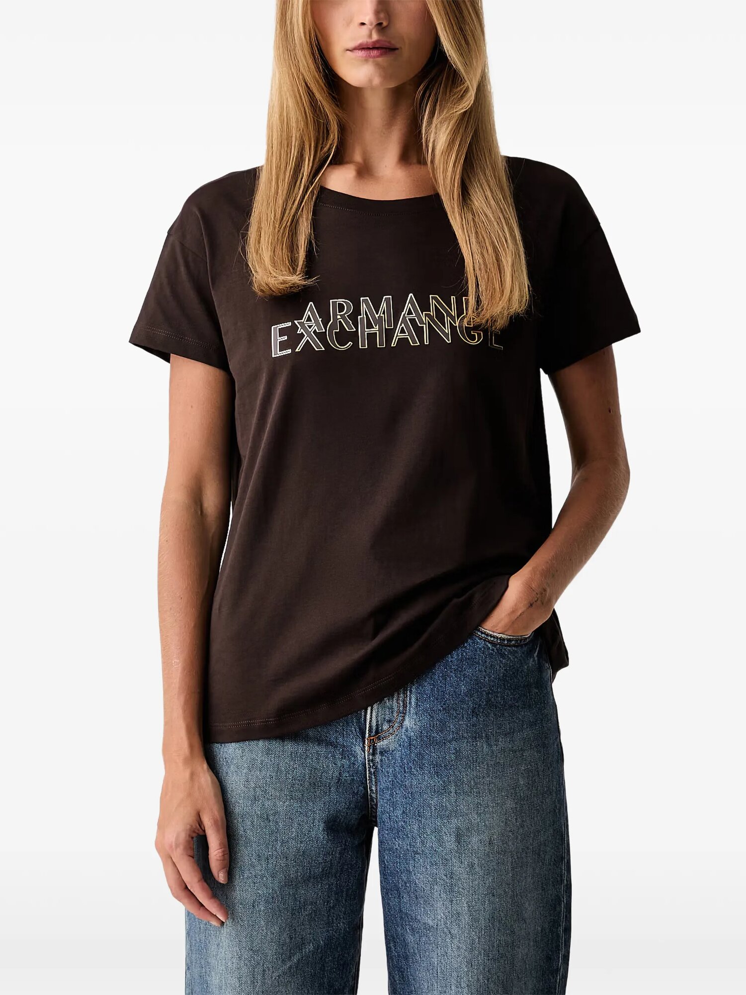 Футболка Armani Exchange, размер 44, brown