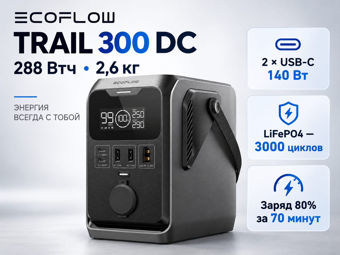 EcoFlow Портативная зарядная станция EcoFlow TRAIL 300 DC (288 Втч)