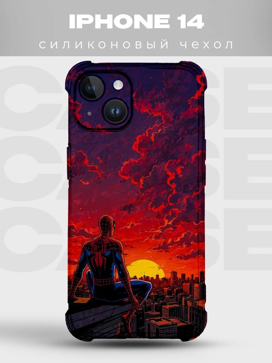Чехол на iPhone 14 Человек-паук spiderman комикс spider man