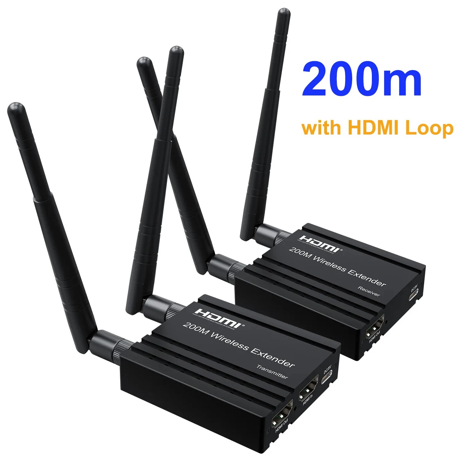 Беспроводной HDMI удлинитель 200m с HDMI Loop