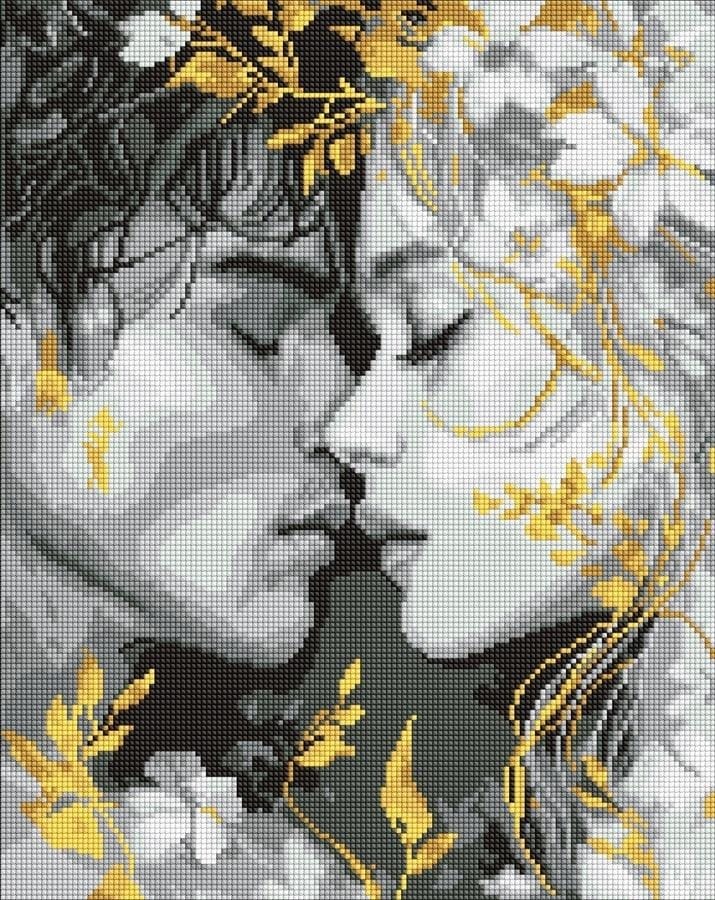 Мозаика алмазная Ideyka Взгляд губами, разноцветная, 40x50 см