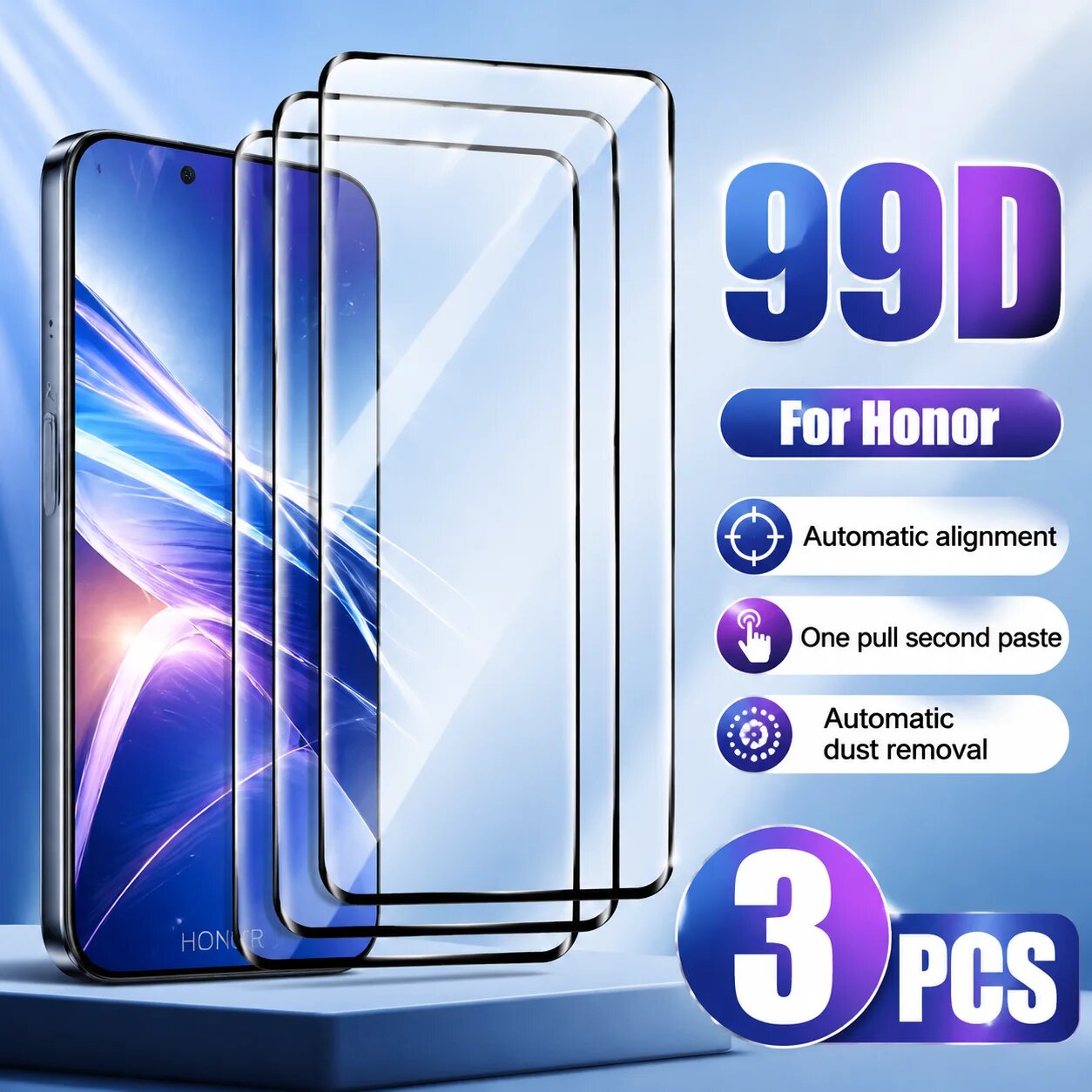 Комплект Из 3 Защитных Стекол Full Cover Для Honor Magic 8, 7, 6 Pro, 5, 4 Lite, X9a, X9c, HONOR X9C